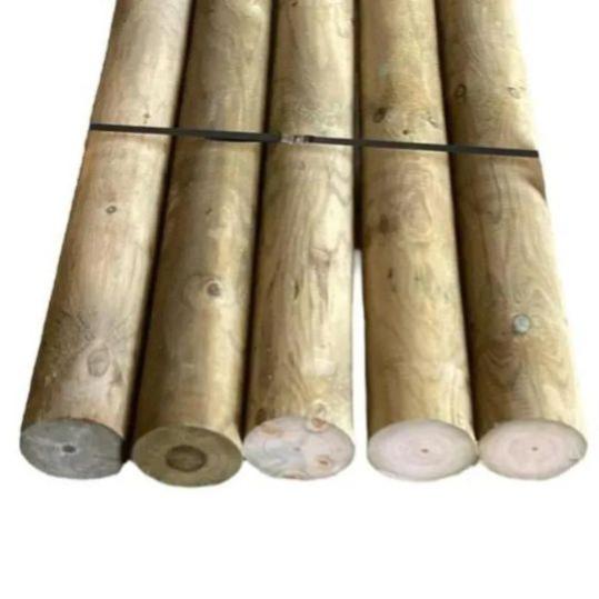 Pack de 5 postes redondos de pino tratados y calibrados 160x2000 mm ...