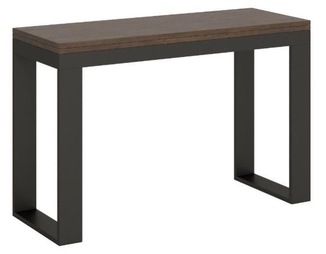 Console extensible double plateau bois foncé 120-200cm Noceta-Largeur ...