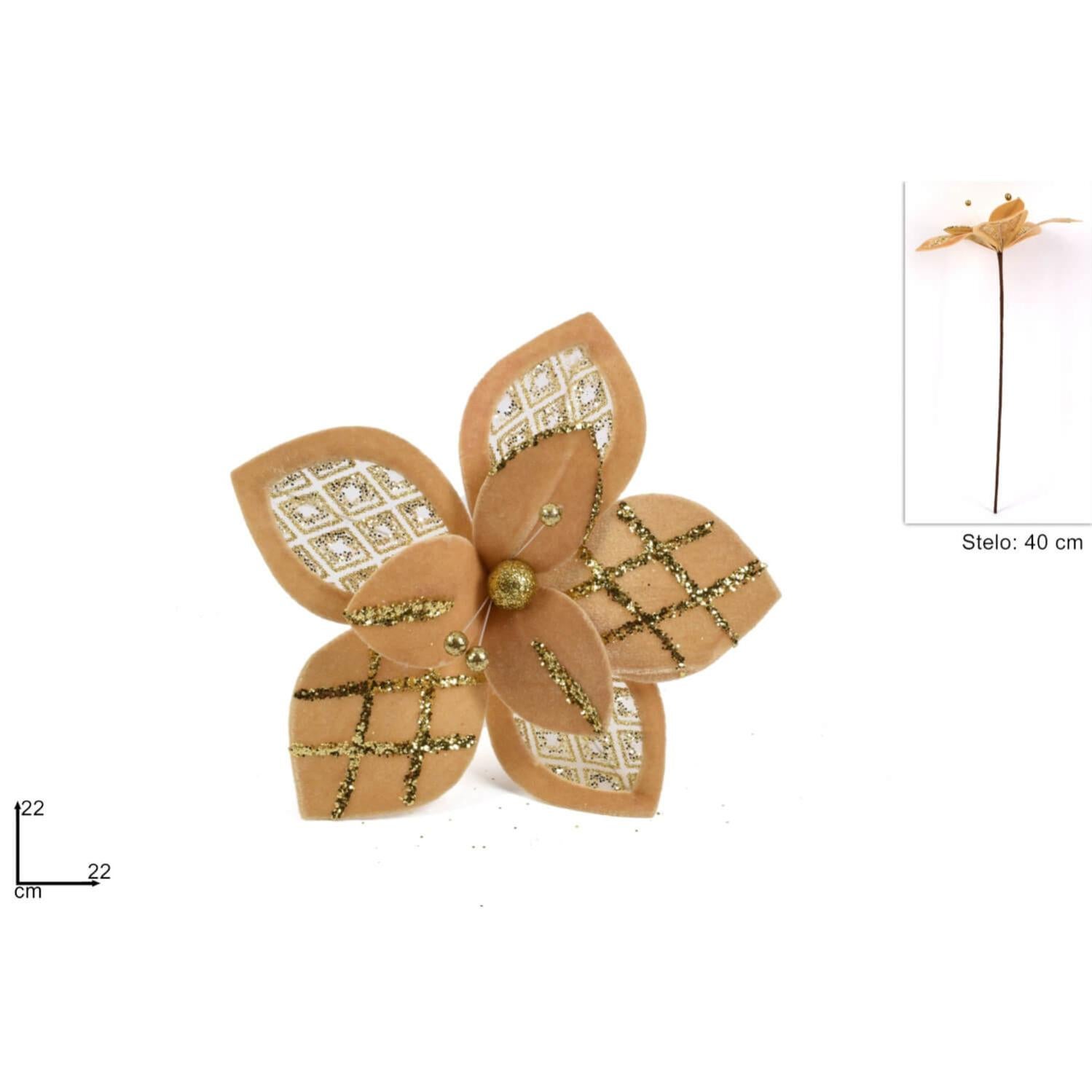 STELO FIORE VELLUTO CON RICAMO ORO CM.22 | Leroy Merlin