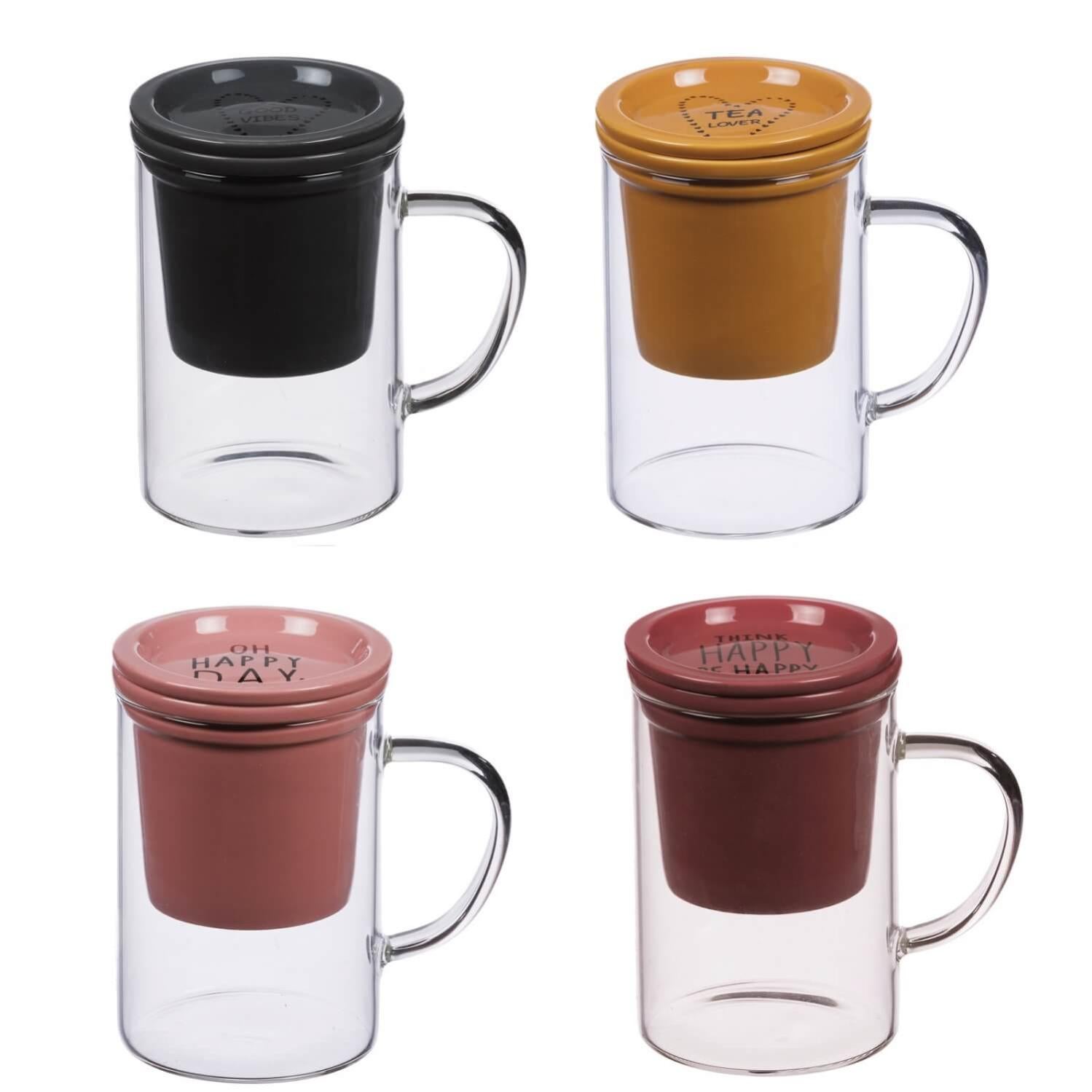 TISANIERA VETRO CON COPERCHIO 480ML.ASS.4 | Leroy Merlin