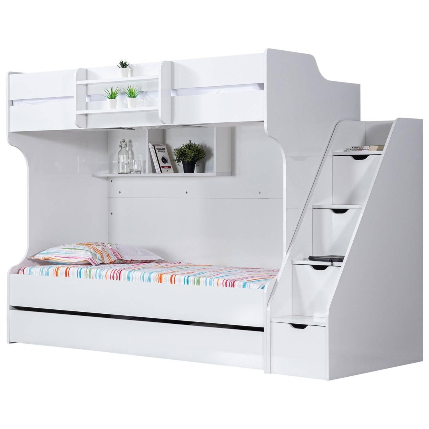 Lit superposé avec rangement pour enfant Amiran Blanc | Leroy Merlin
