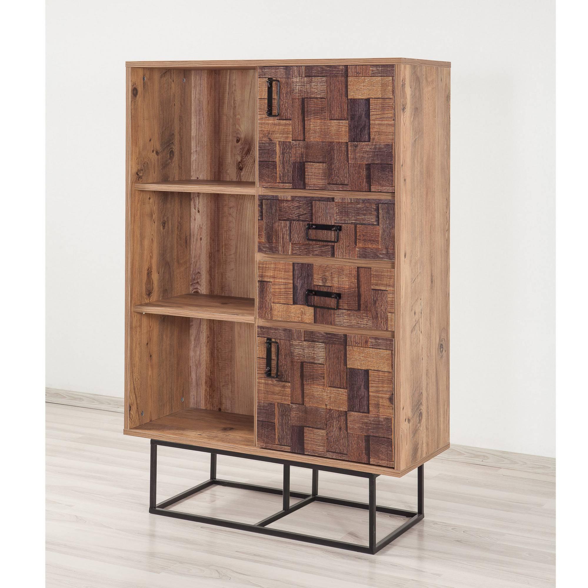 Buffet style industriel Faneta L93cm Motif Planche bois foncé | Leroy ...