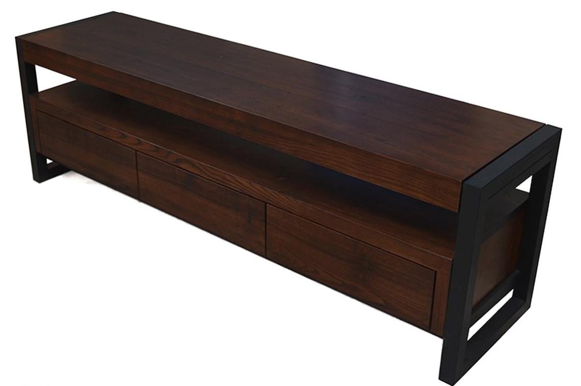 Banc TV bois massif de Pin marron vernis mat Robia 160cm | Leroy Merlin