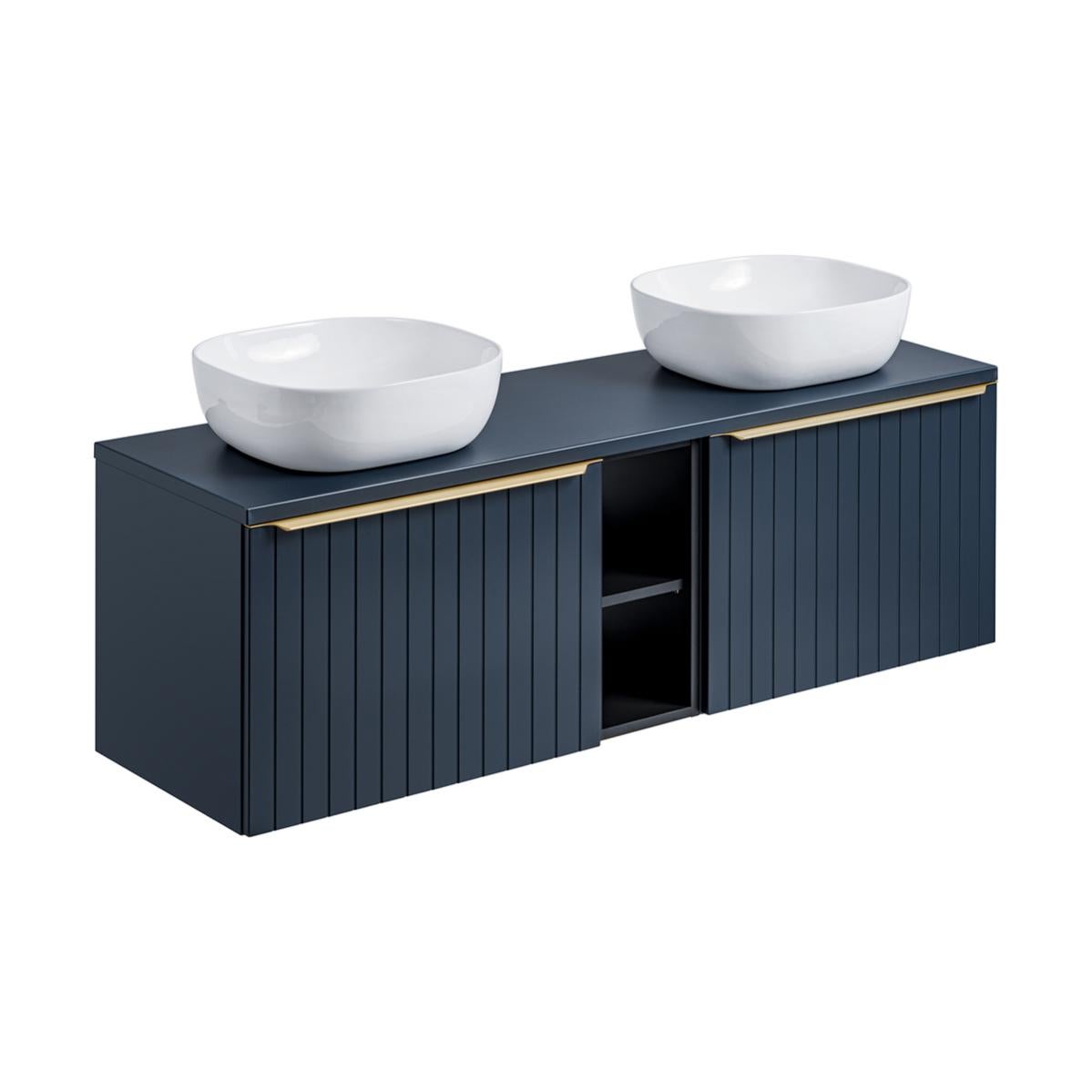 Meuble double vasque 140cm 2 niches Éros Bleu | Leroy Merlin