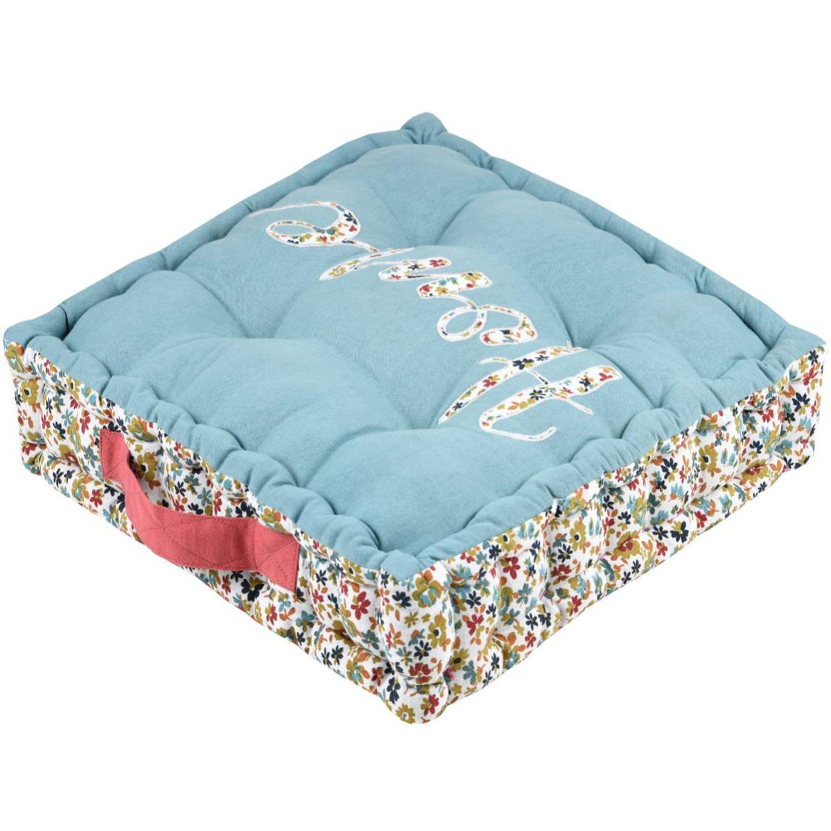 Collection Amaryllis Bleu - Coussin Pouf de sol | Leroy Merlin