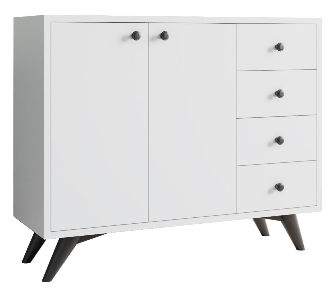 Commode 2 portes 4 tiroirs blanche 100cm | Leroy Merlin