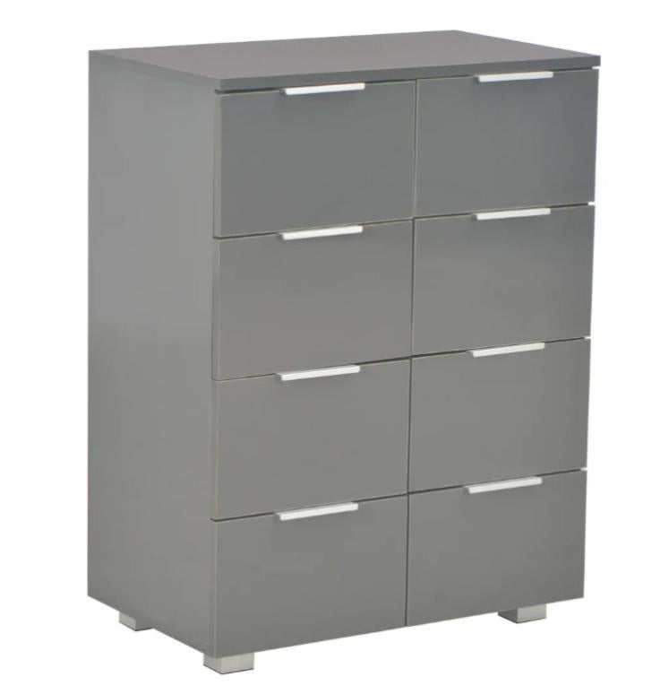 Commode 8 tiroirs bois gris brillant Bella | Leroy Merlin
