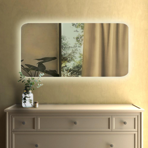 Specchio ERIS 120X60 cm; Telaio in PVC, illuminazione a led 10 W, luce ...