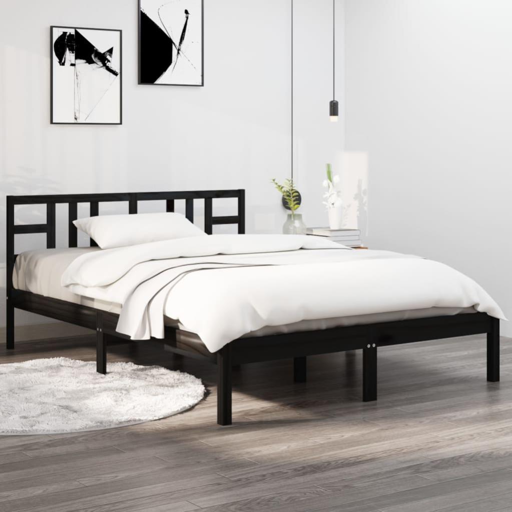 Lit Noir Bois massif 180x200 Super King 5 | Leroy Merlin