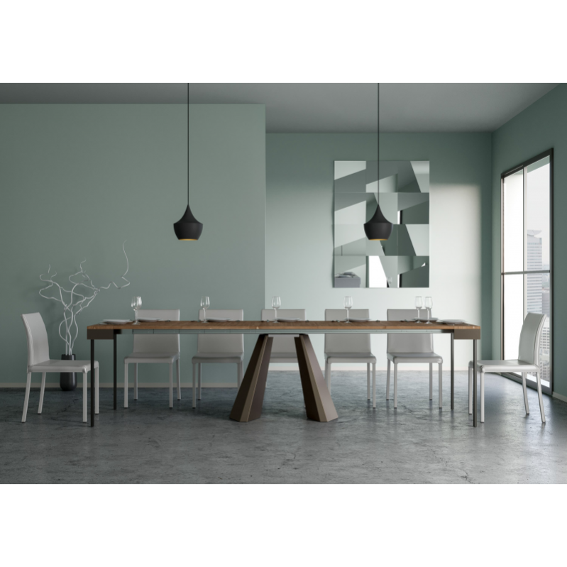 Console extensible jusqu'à 300 cm DIAMANTE EVOLUTION épicéa teinté avec cadre ours | Leroy Merlin