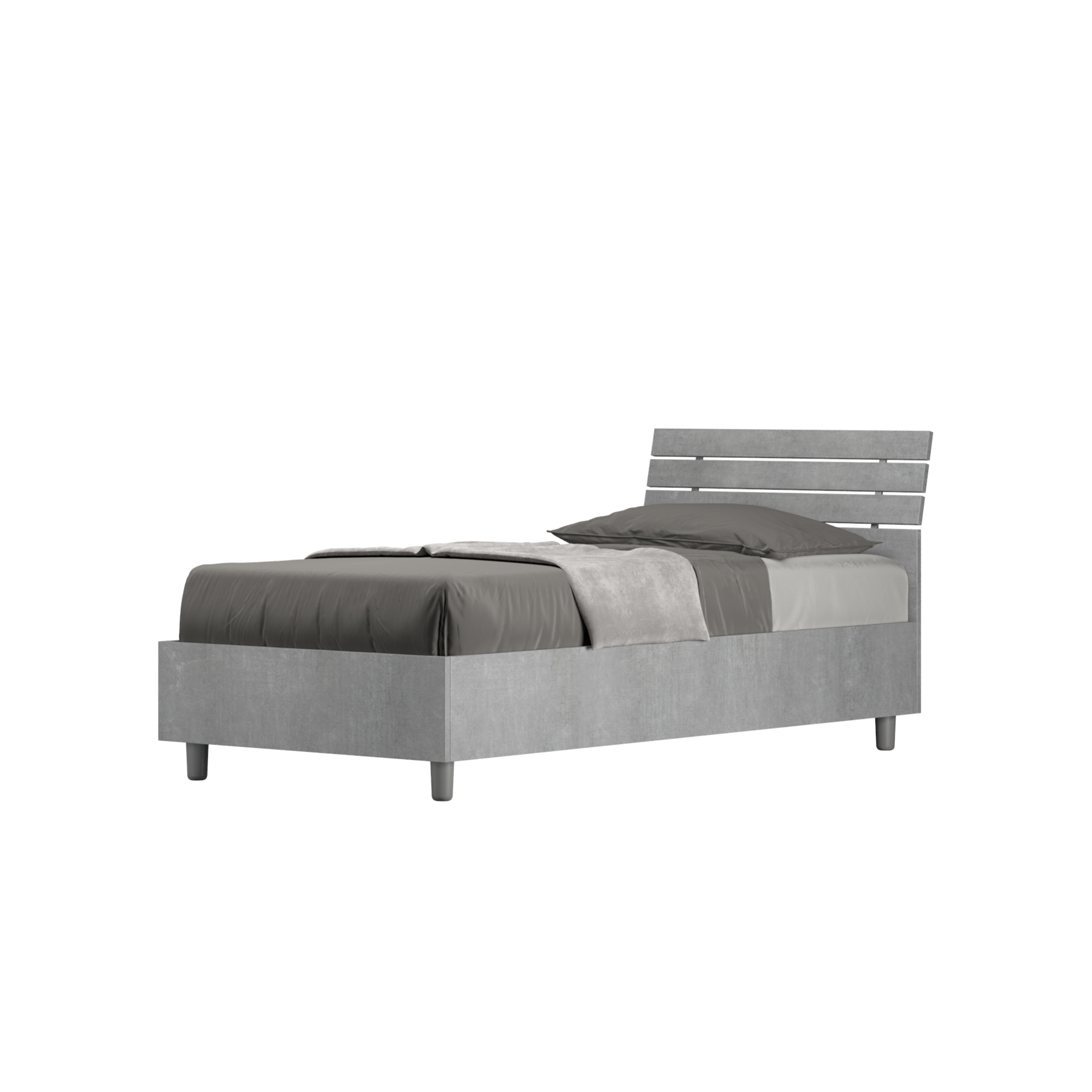 Letto Singolo 80x200 cm testata inclinata con doghe Ankel - Contenitore ...