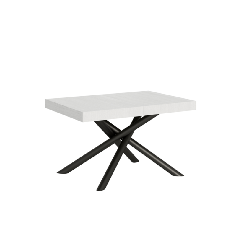 Table extensible 90x120/224 cm Famas Frêne Blanc cadre Anthracite ...