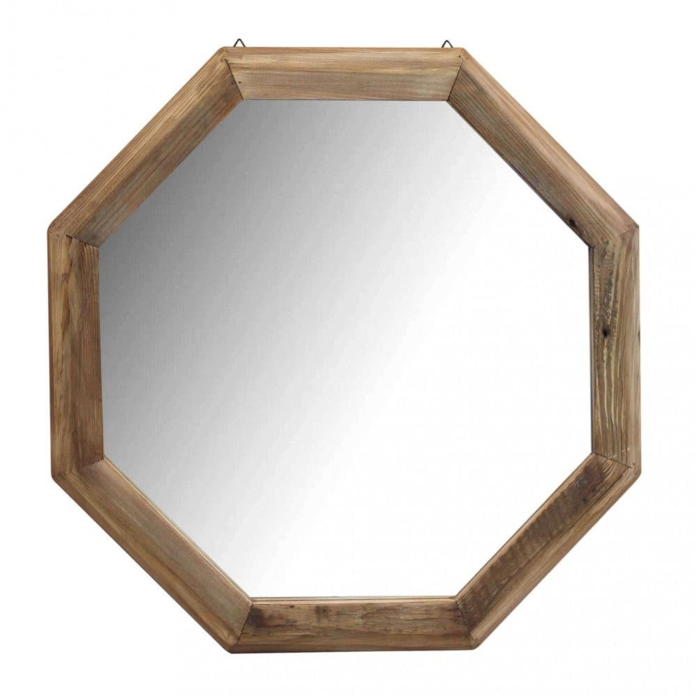 Miroir octogonal 74x74 cm murs avec cadre en bois de pin | Leroy Merlin