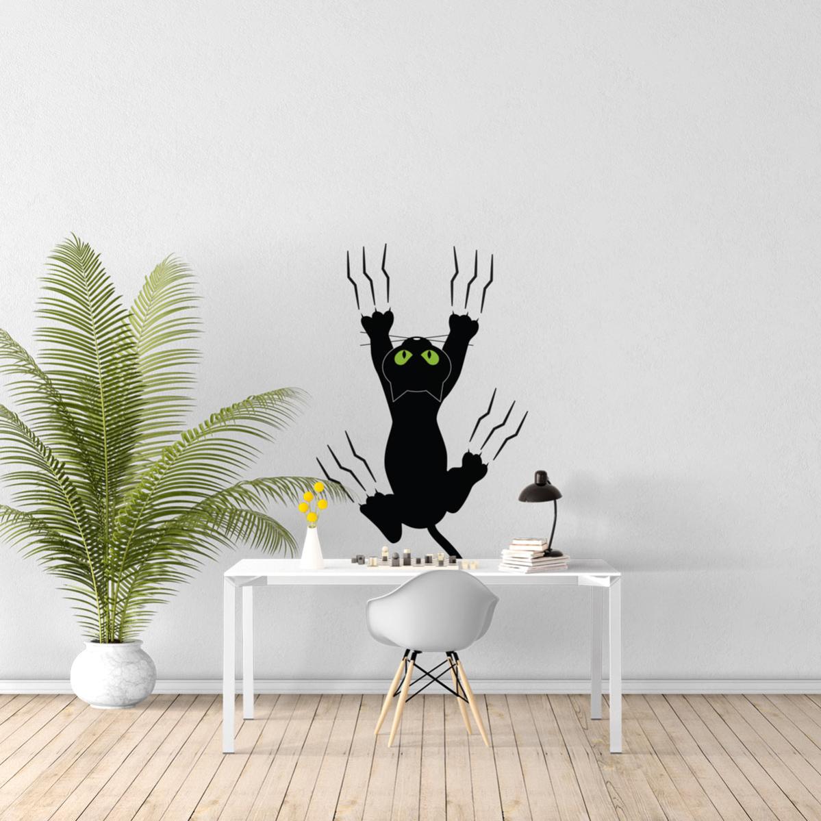 Sticker Chat Griffant - XL (Largeur 52cm, Hauteur 98cm) | Leroy Merlin