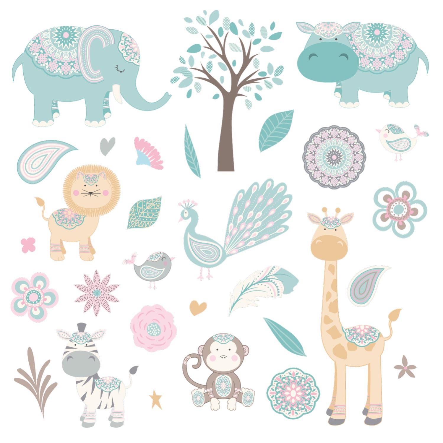 Stickers Bohème Animaux Muraux - XL (Largeur 98cm, Hauteur 98cm) | Leroy Merlin