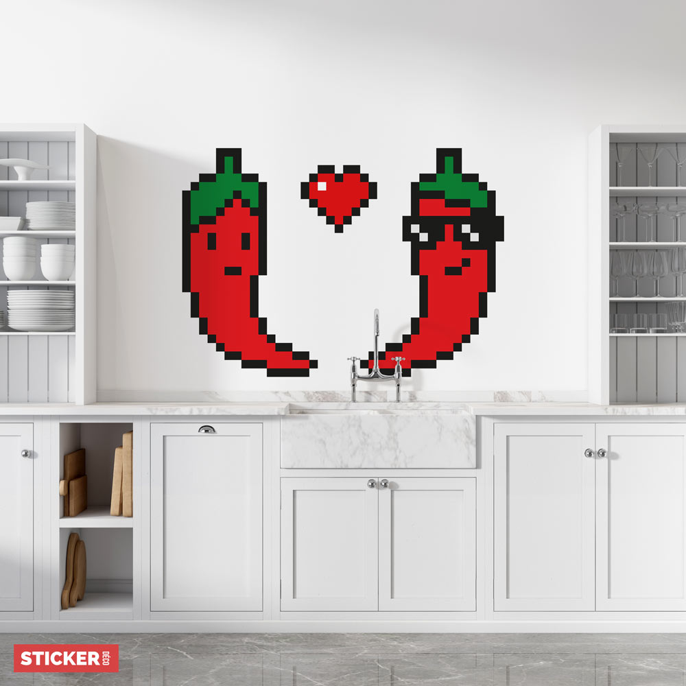 Stickers Piments Pixel - XL (Hauteur 70cm, Largeur 98cm) | Leroy Merlin