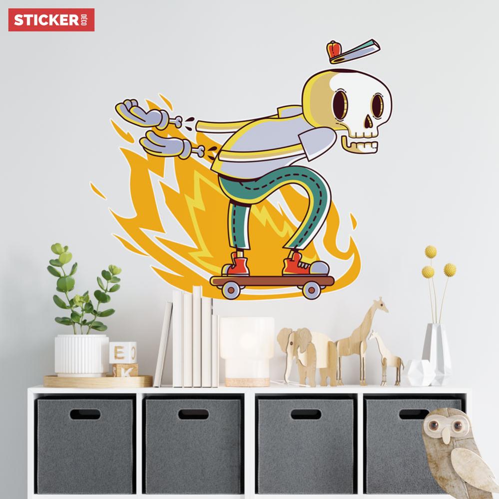 Stickers Skater Squelette - XXL (Largeur 148cm, Hauteur 128cm) | Leroy ...