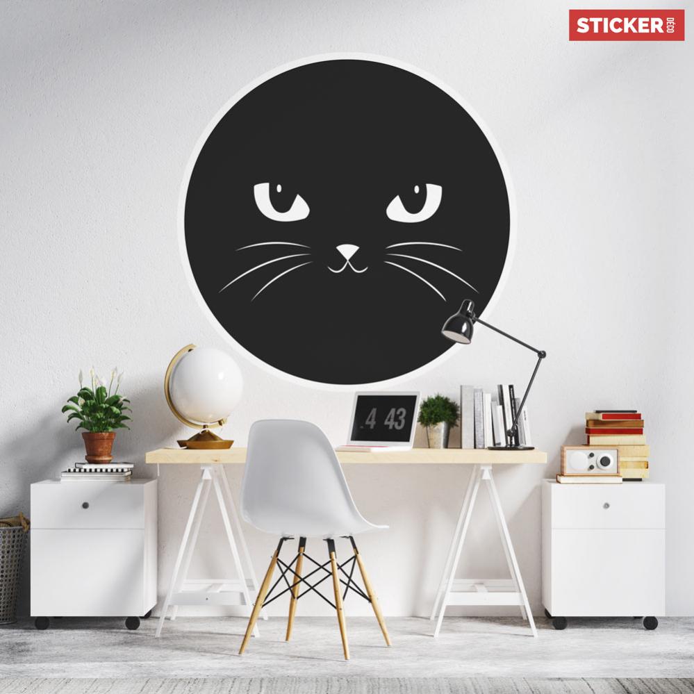 Sticker Mural Chat Badge - XL (Largeur 98cm, Hauteur 98cm) | Leroy Merlin