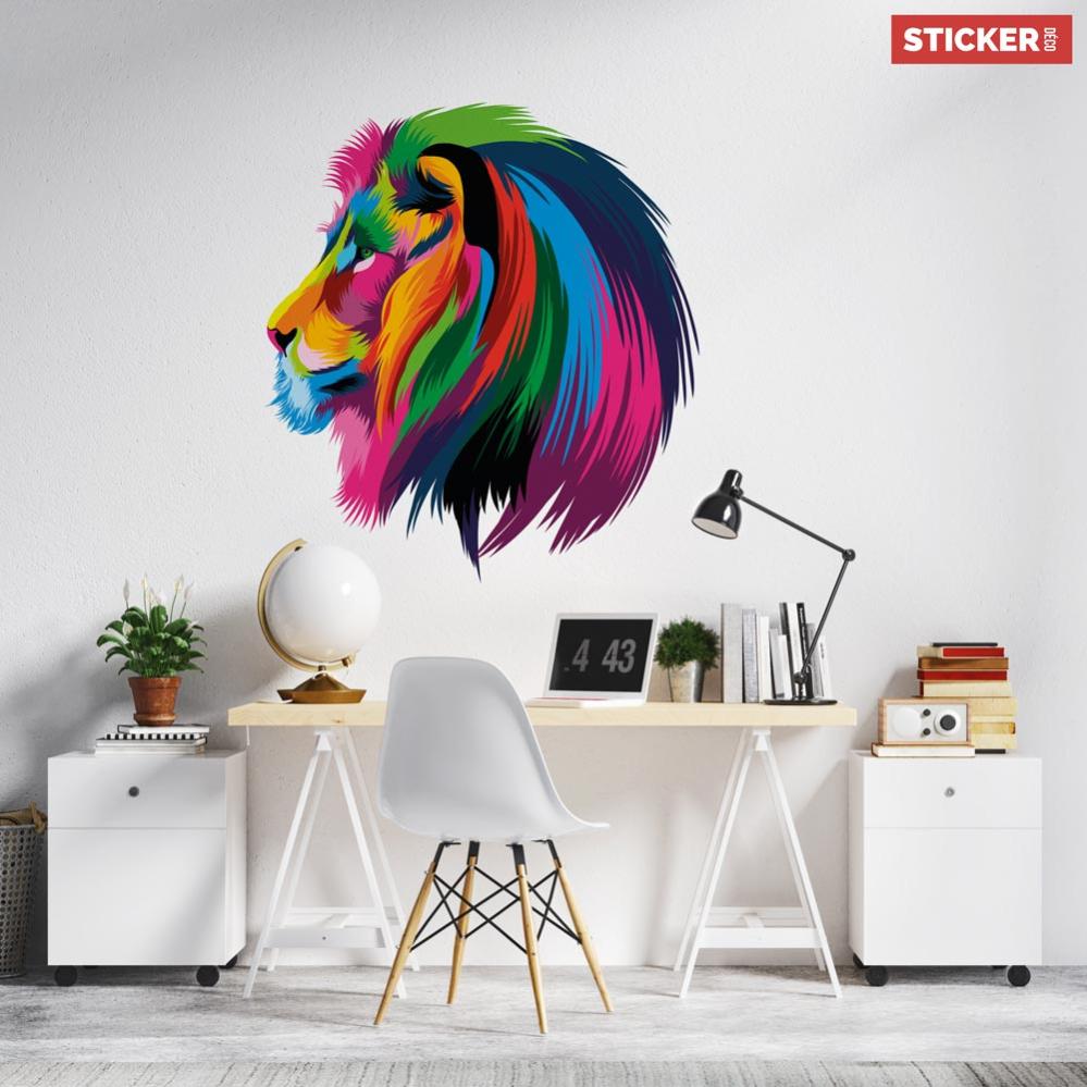 Sticker Lion Multicolore - XL (Hauteur 98cm, Largeur 88,5cm) | Leroy Merlin