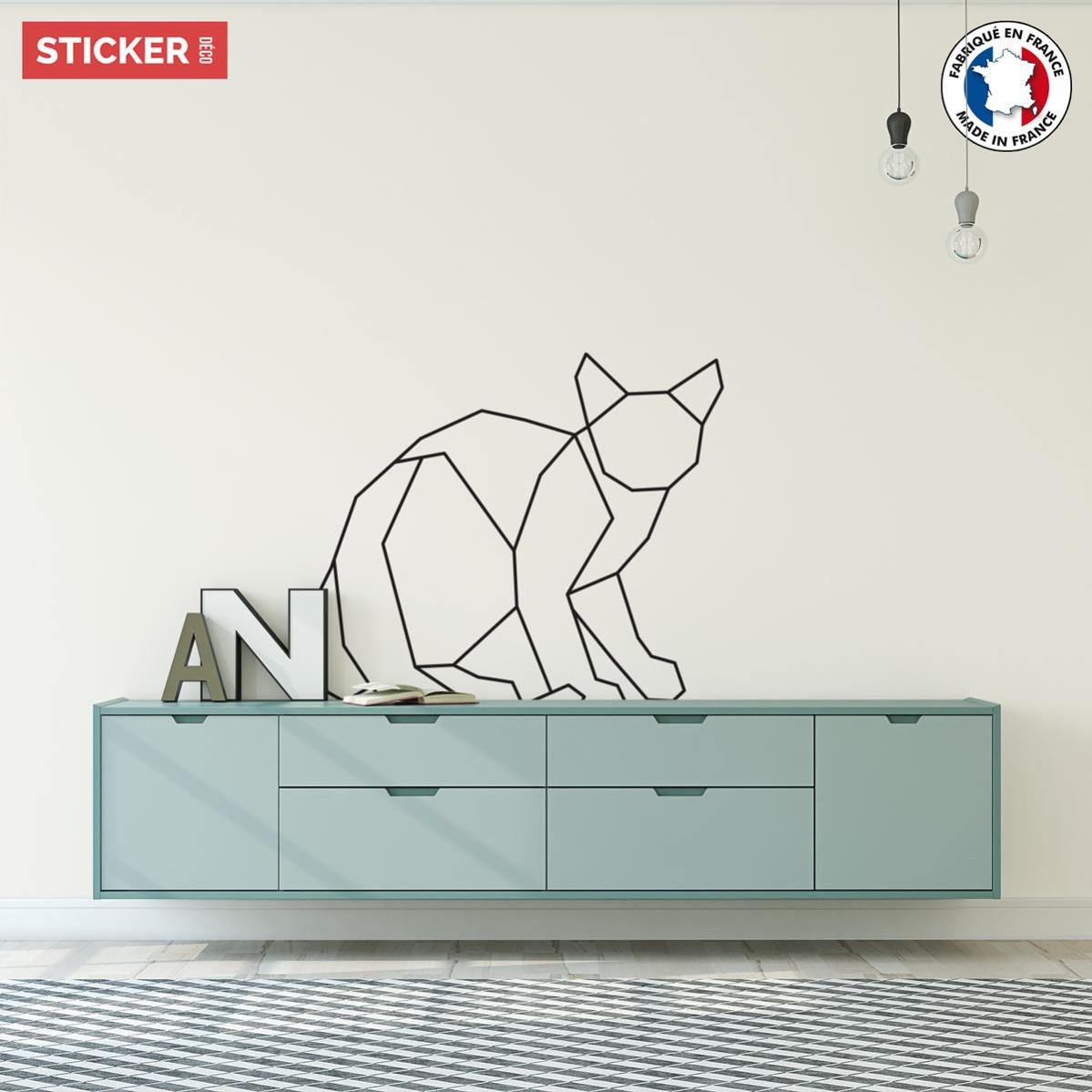 Sticker Chat Origami Classic - XL (Largeur 98cm, Hauteur 97cm) | Leroy ...