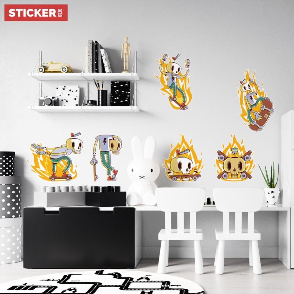 Stickers Planche Squelettes Skates - XXL (Largeur 162cm, Hauteur 128cm ...