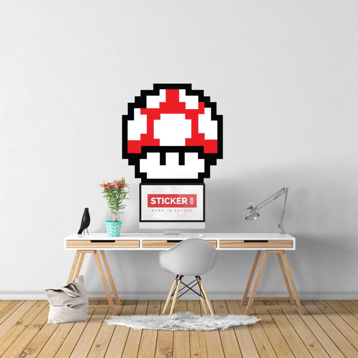 Sticker Pixel Art Champignon Rouge - XL (Hauteur 98cm, Largeur 98cm) | Leroy Merlin