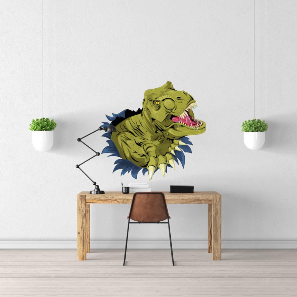 Sticker dinosaure trompe l'oeil - XXL (Largeur 136cm, Hauteur 128cm ...