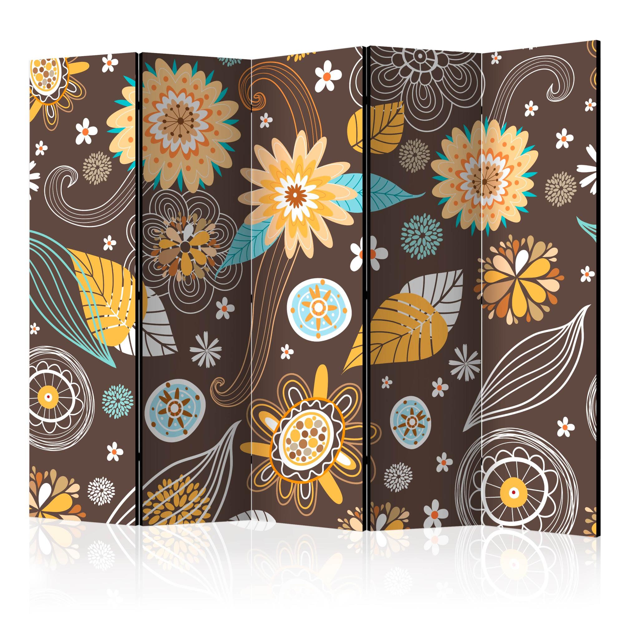 Paravent 5 volets - Transparent flowers II [Room Dividers] - 225x172 ...