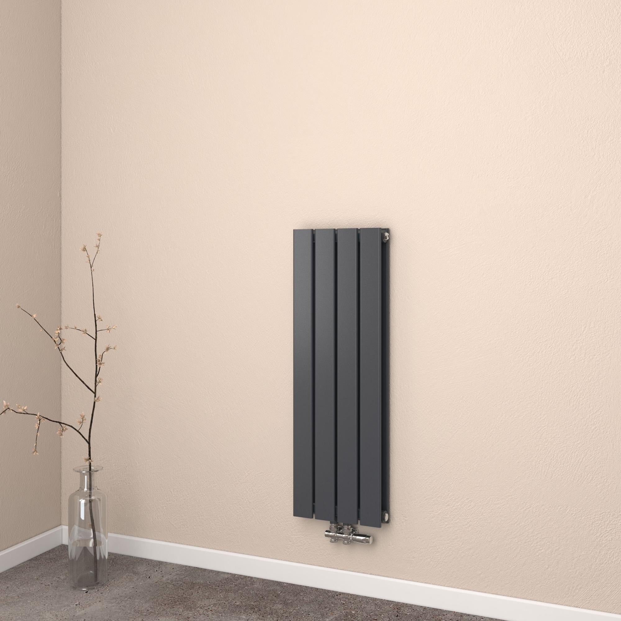 EMKE Radiateur eau chaude en acier Tube Plat Radiateur Mural Noir ...
