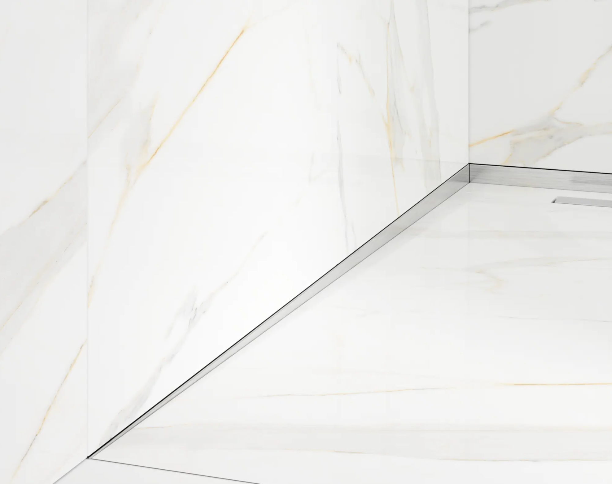 Profilo laterale sinisto inclinato per doccia a pavimento argento ...