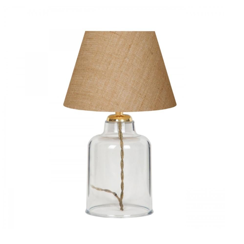 Lampe de table avec base transparente et abat-jour Damiso beige | Leroy ...