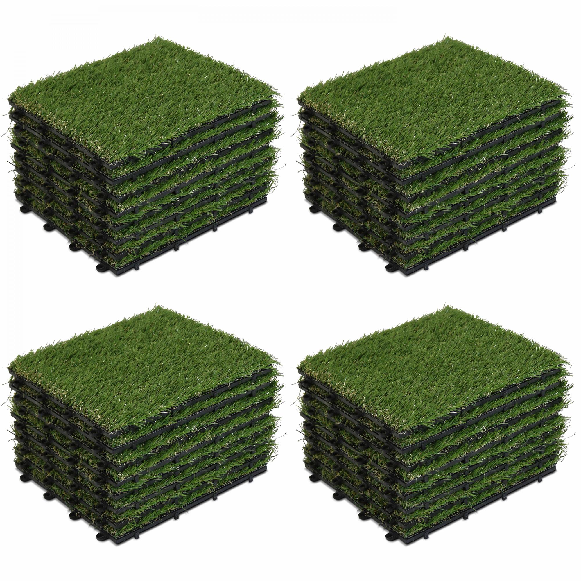 Set di 32 piastrelle per prato artificiale verde da incastro | Leroy Merlin