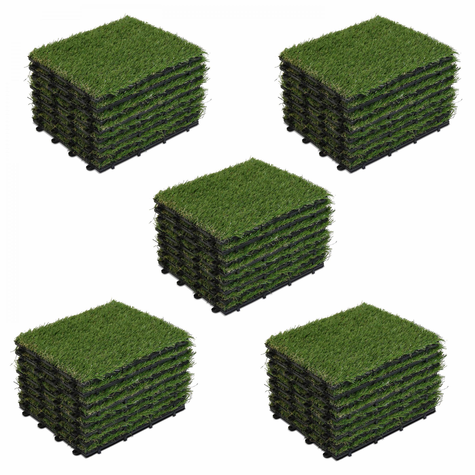 Lot de 40 dalles clipsables gazon artificiel vert | Leroy Merlin