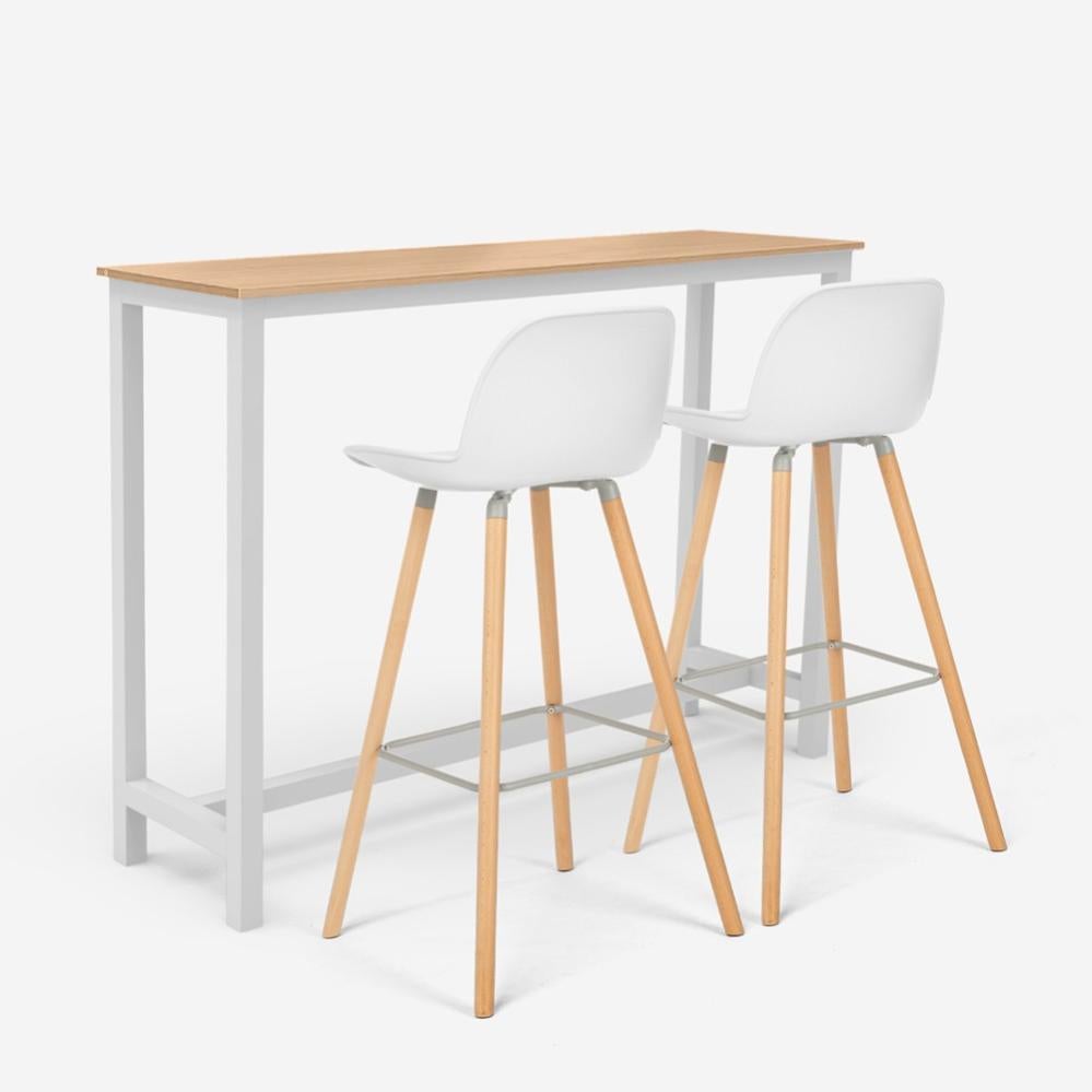 Table haute en bois blanc + 2 tabourets de bar avec dossier Westover ...