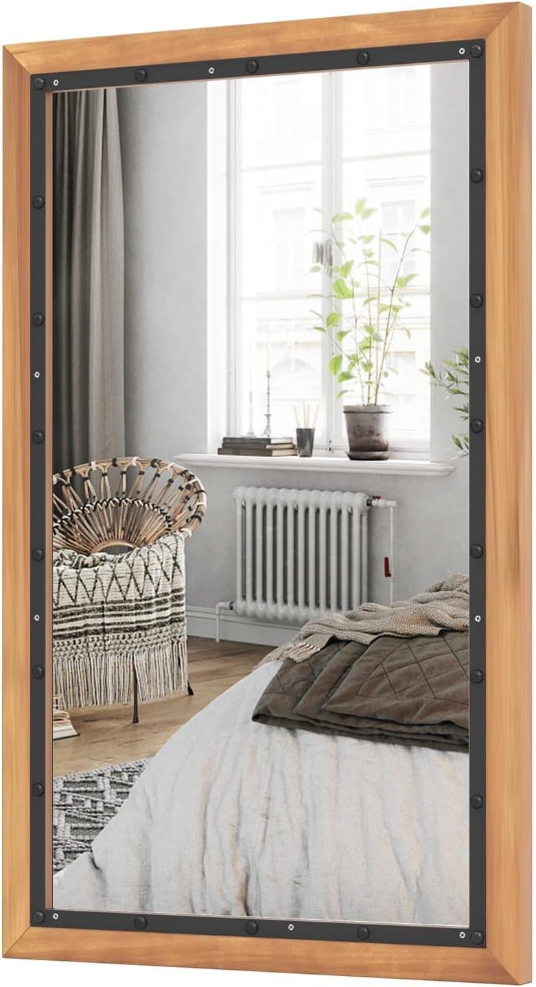 Miroir Mural Rustique avec Cadre en Bois de Sapin,Salon, Chambre à ...