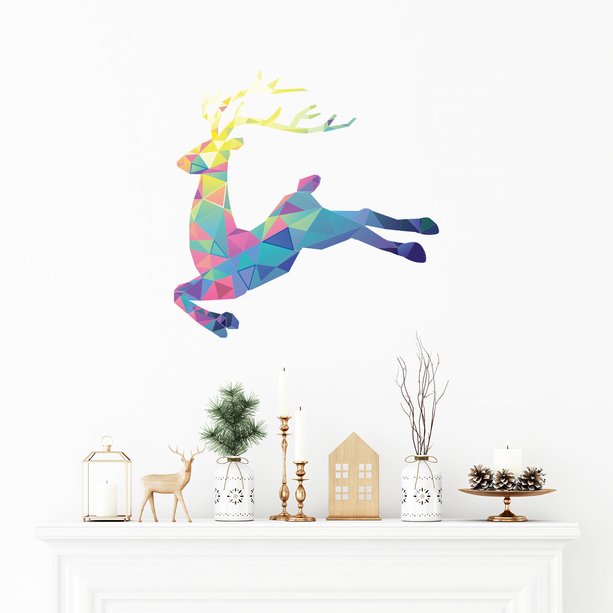 Adesivo Natale Origami di cervo di Natale - Sticker adesivo - adesivi ...