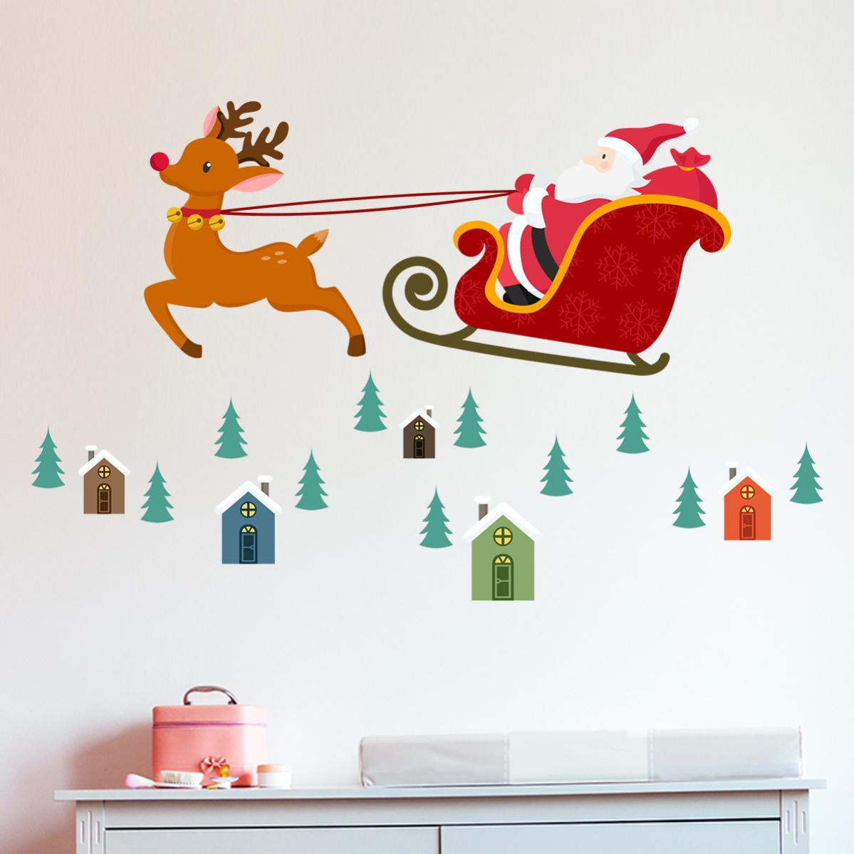 Sticker Noël le Père Noël en plein vol - Autocollants stickers adhésifs ...