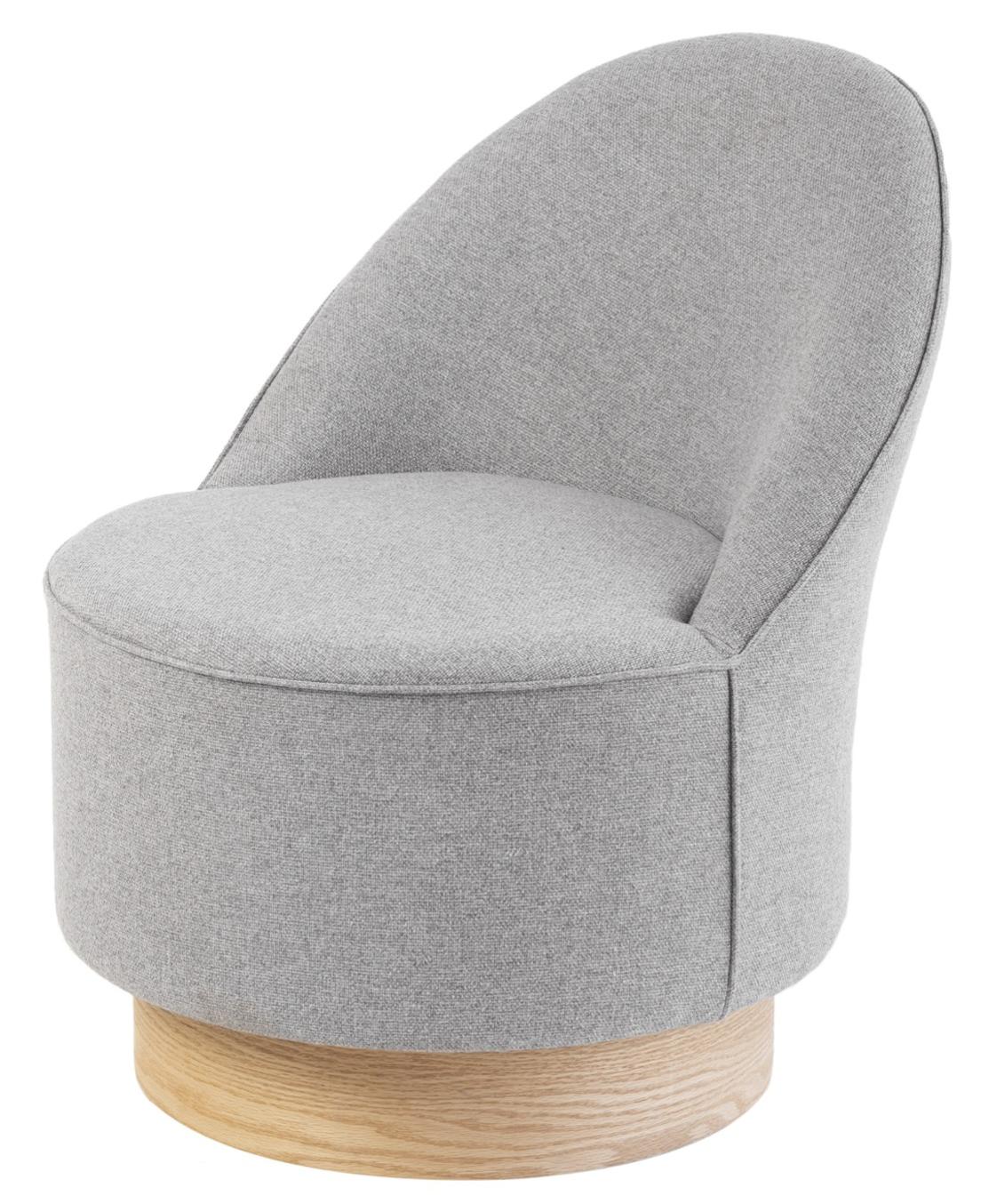 Fauteuil rond tissu gris clair et bois naturel Larry 60 cm | Leroy Merlin