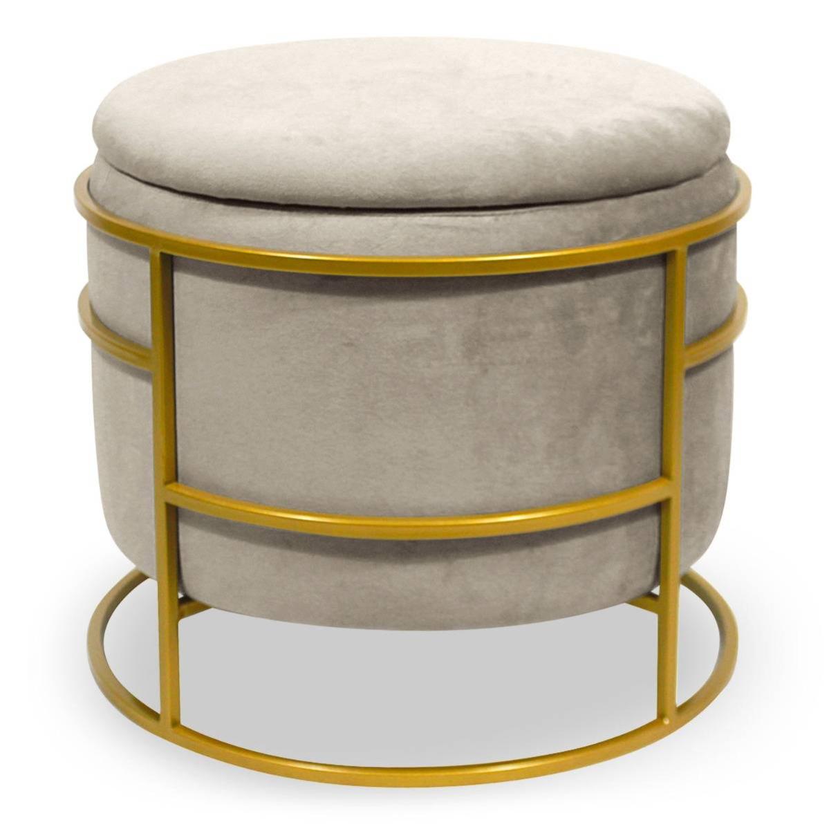 Pouf coffre rond Ringo en velours Taupe | Leroy Merlin