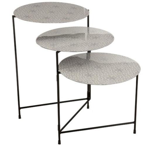 Table basse 3 plateaux métal laqué blanc et pied noir Omani | Leroy Merlin