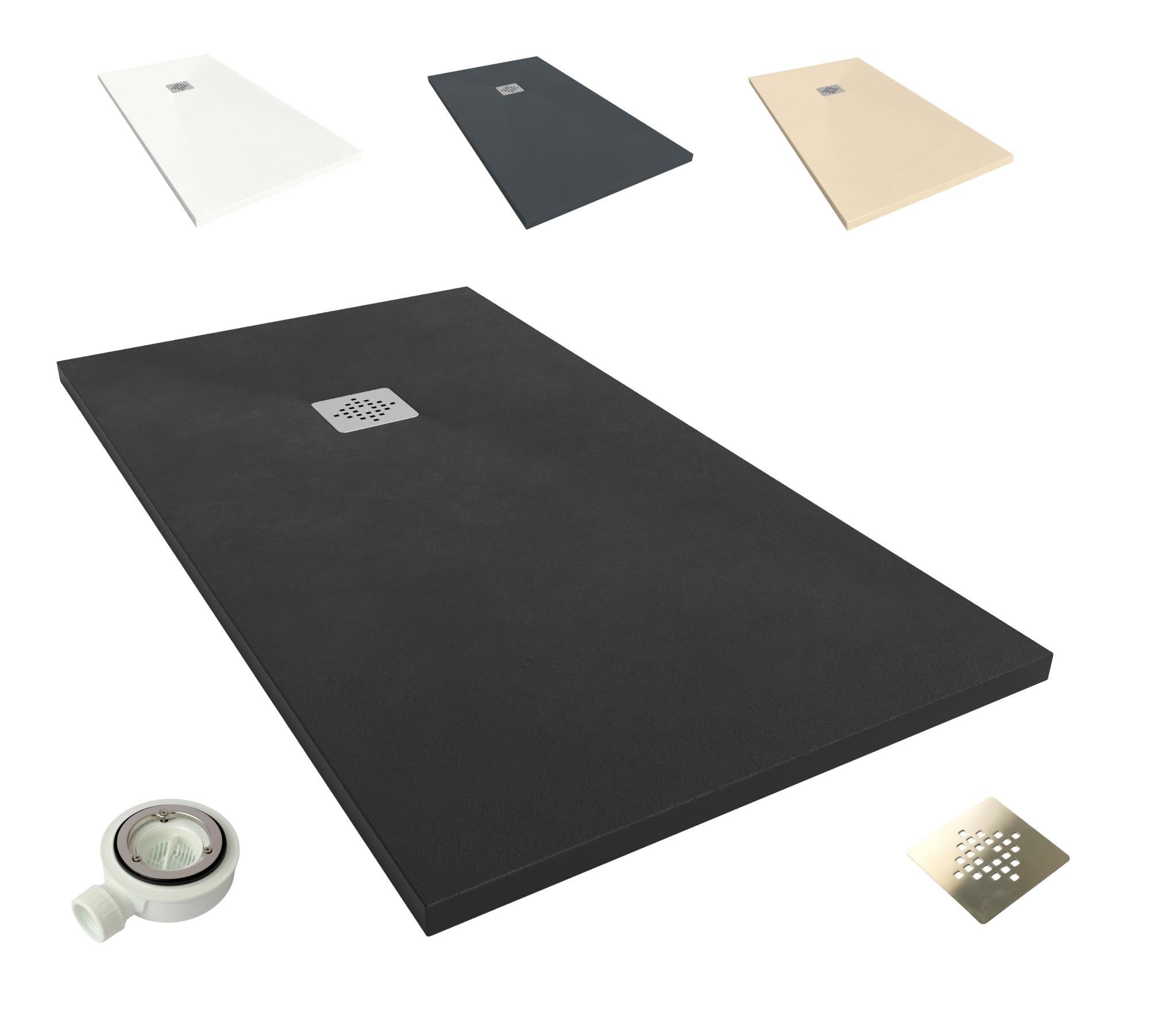 Plato de Ducha de Modelo Roma II – Negro (RAL 9005) 80x100 cm – Incluye ...
