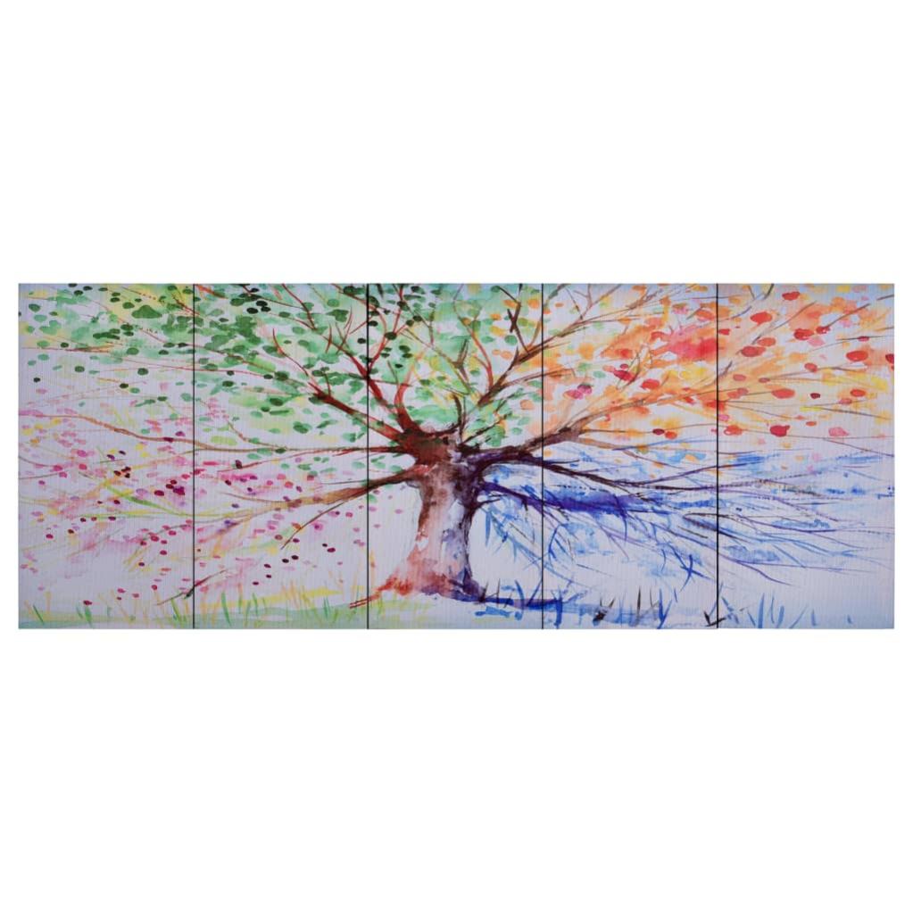 Ensemble de 5 tableaux sur toile Arbre Multicolore 150x60 cm DEC022992 ...