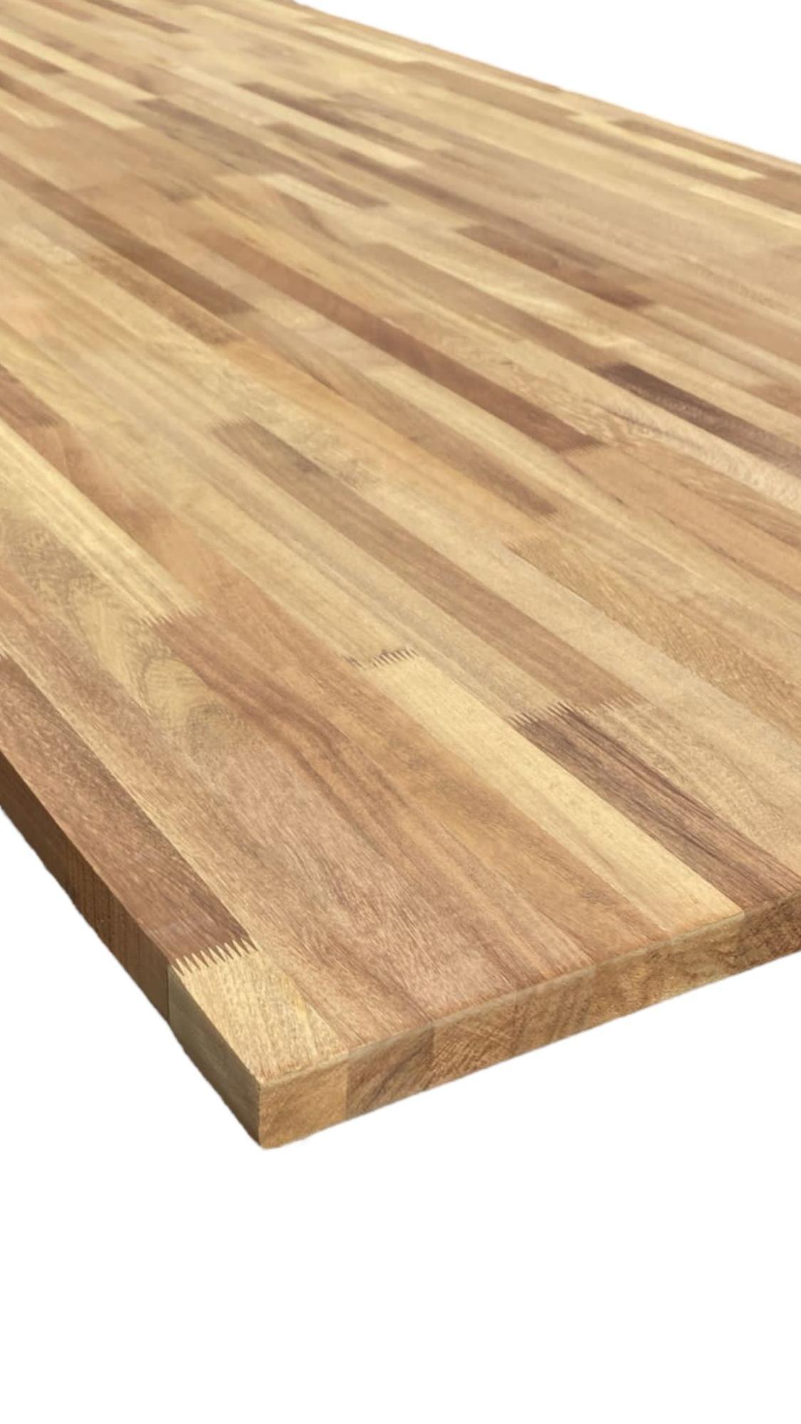 Plan de travail en bois d'iroko massif bords droits 2100x600x40 mm ...