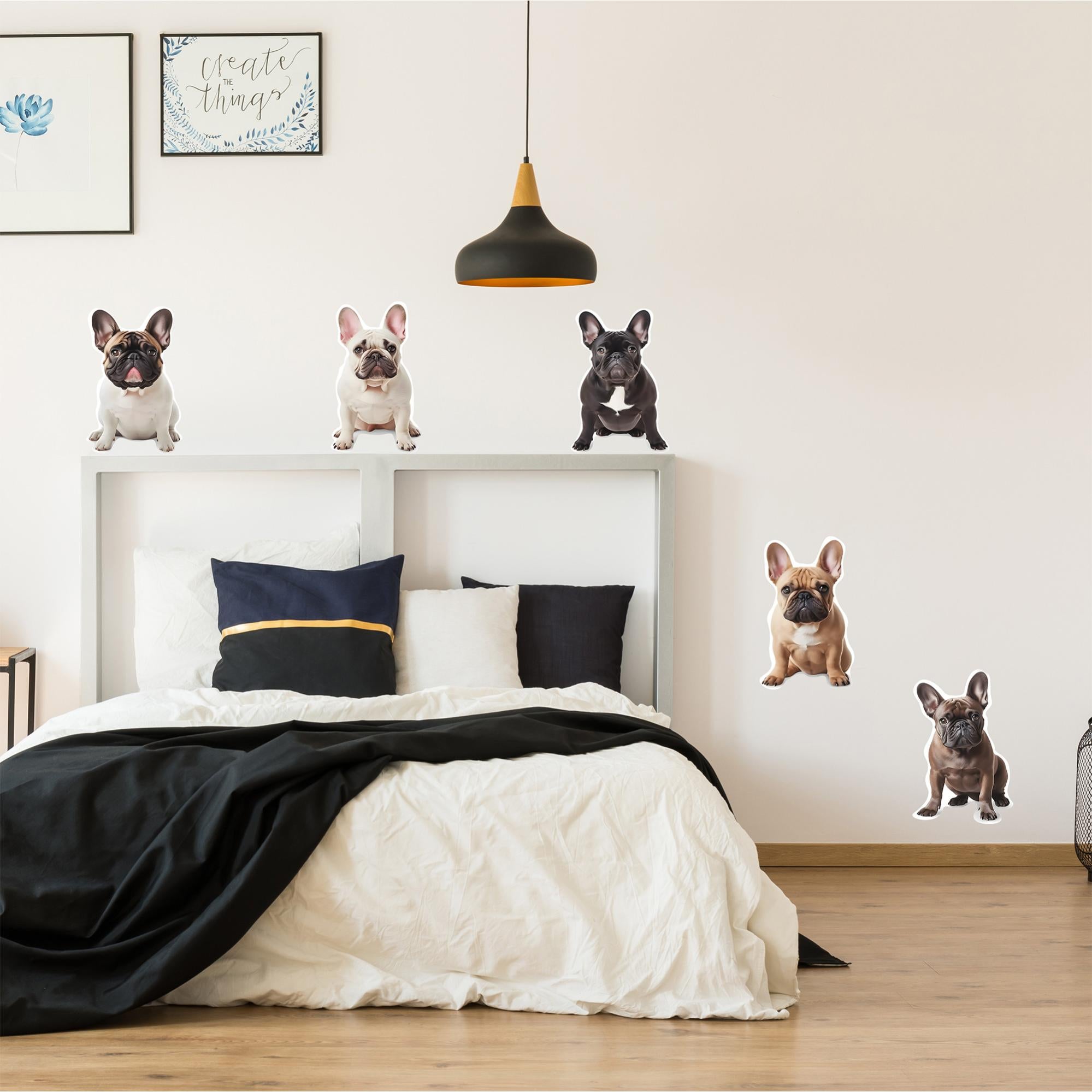 Sticker para azulejos o baldosa, perros bulldog franceses, sentado ...