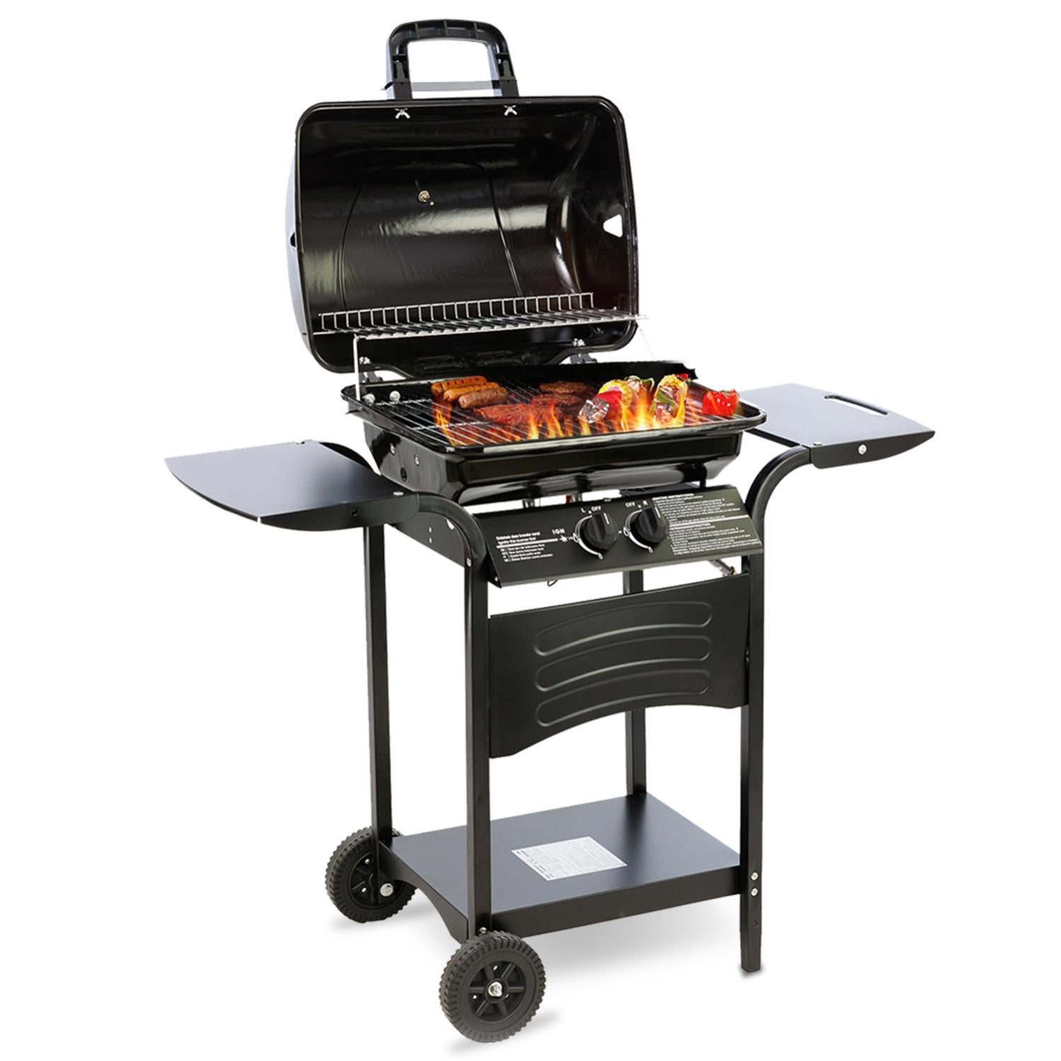 MaxxGarden Barbecue Gaz 2 Brûleurs + Set de Barbecue - 55 x 97 x 100 cm - Métal - Noir | Leroy ...