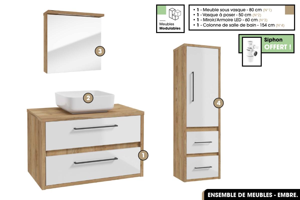Set bagno completo - Mobile - Specchio/Armadio - Colonna - Lavabo con ...