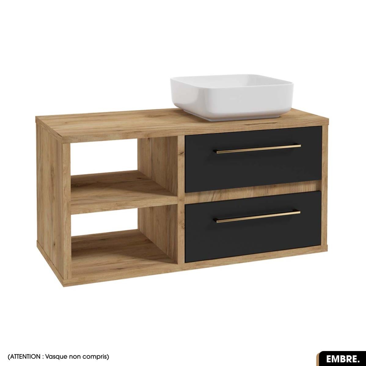 Meuble sous vasque | EMBRE | Noir | 100 x 50 x 45 cm | Leroy Merlin