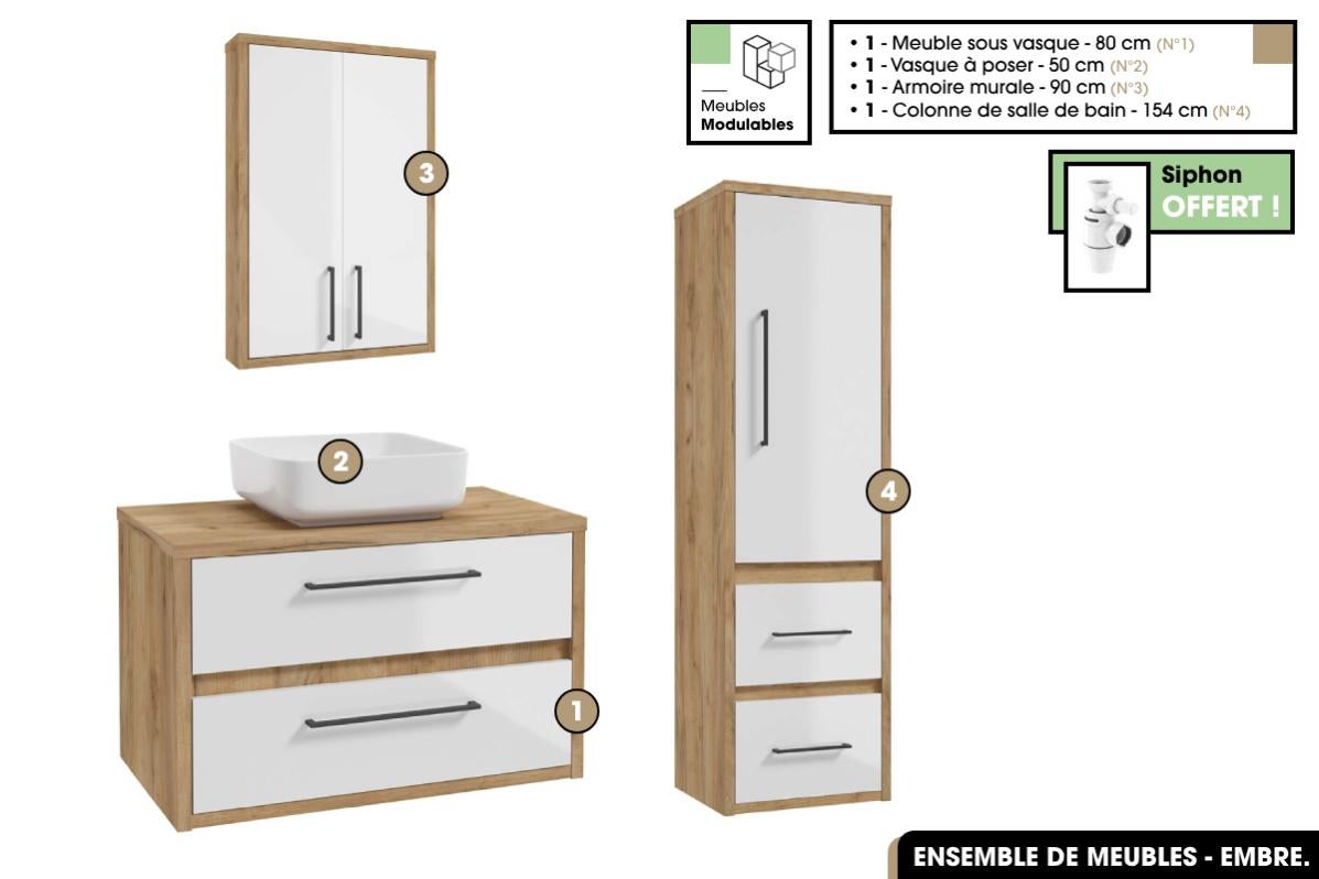 Set bagno completo - Mobile - Armadio - Colonna - Lavabo con Sifone IN ...