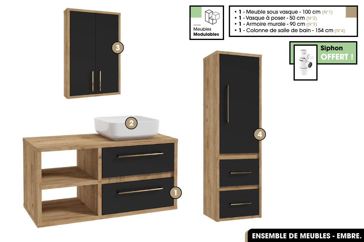 Set bagno completo - Mobile - Armadio - Colonna - Lavabo con Sifone IN ...