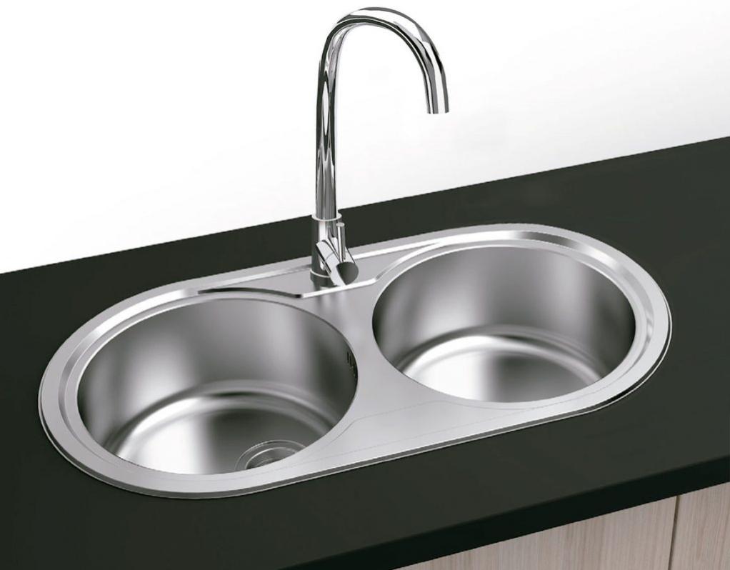 Lavello in Acciaio Inox 2 VASCHE/2 VASCHE TONDE - Duet (Esterno 44x84 ...